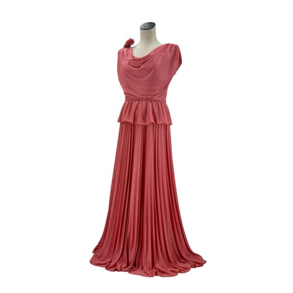 Vintage | Dresses | 97s 1980s Rose Pink Draped Boddice Pleated Skirt ...